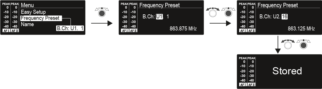 Frequency Preset menu item