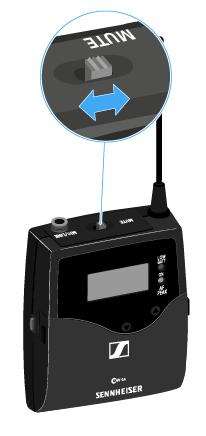 Muting the bodypack transmitter (AF mute)