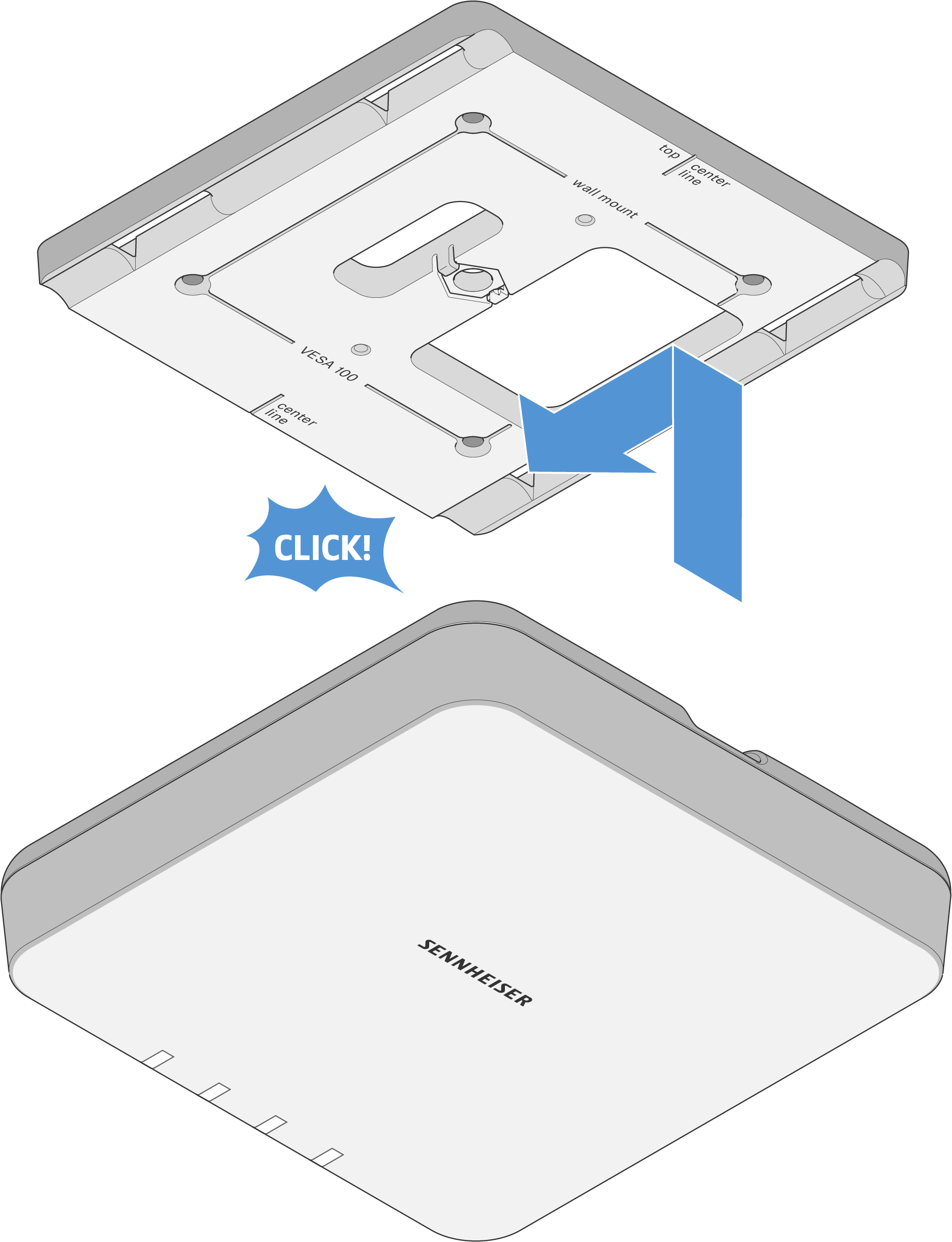 Mounting the receiver on the ceiling