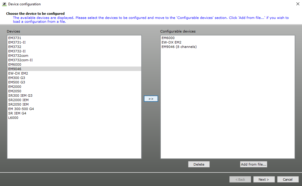 Creating a new configuration