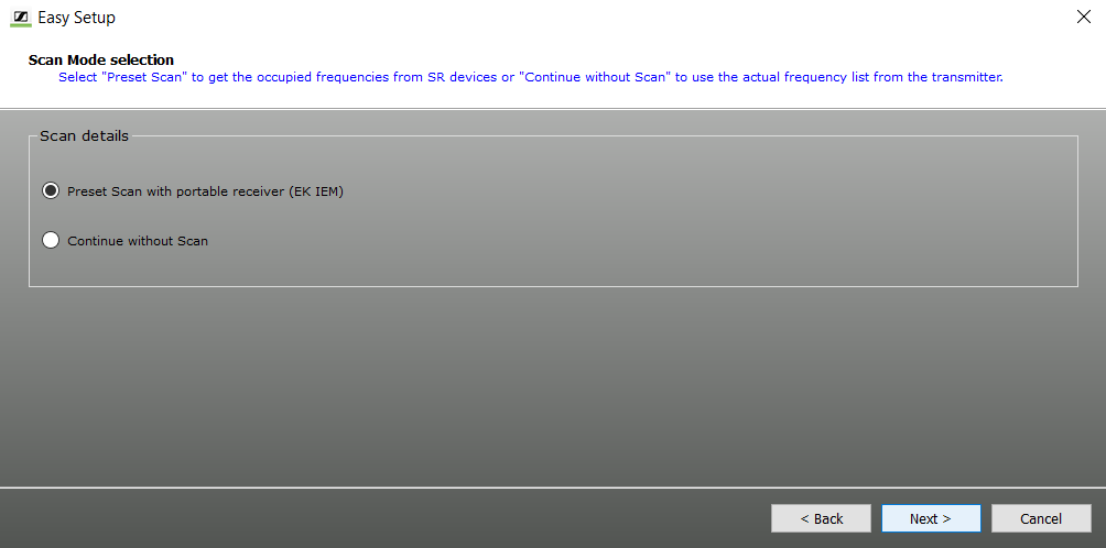 “Easy Setup” frequency management