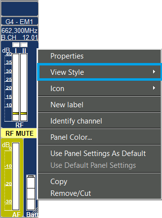 Changing the graphical representation of a panel