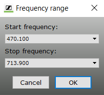 Setting the frequencies – “RF Spectrum Analyzer” only