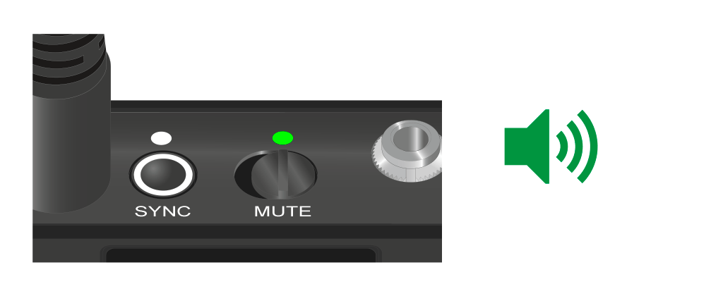 Configuración del modo Mute y silenciamiento del transmisor bodypack